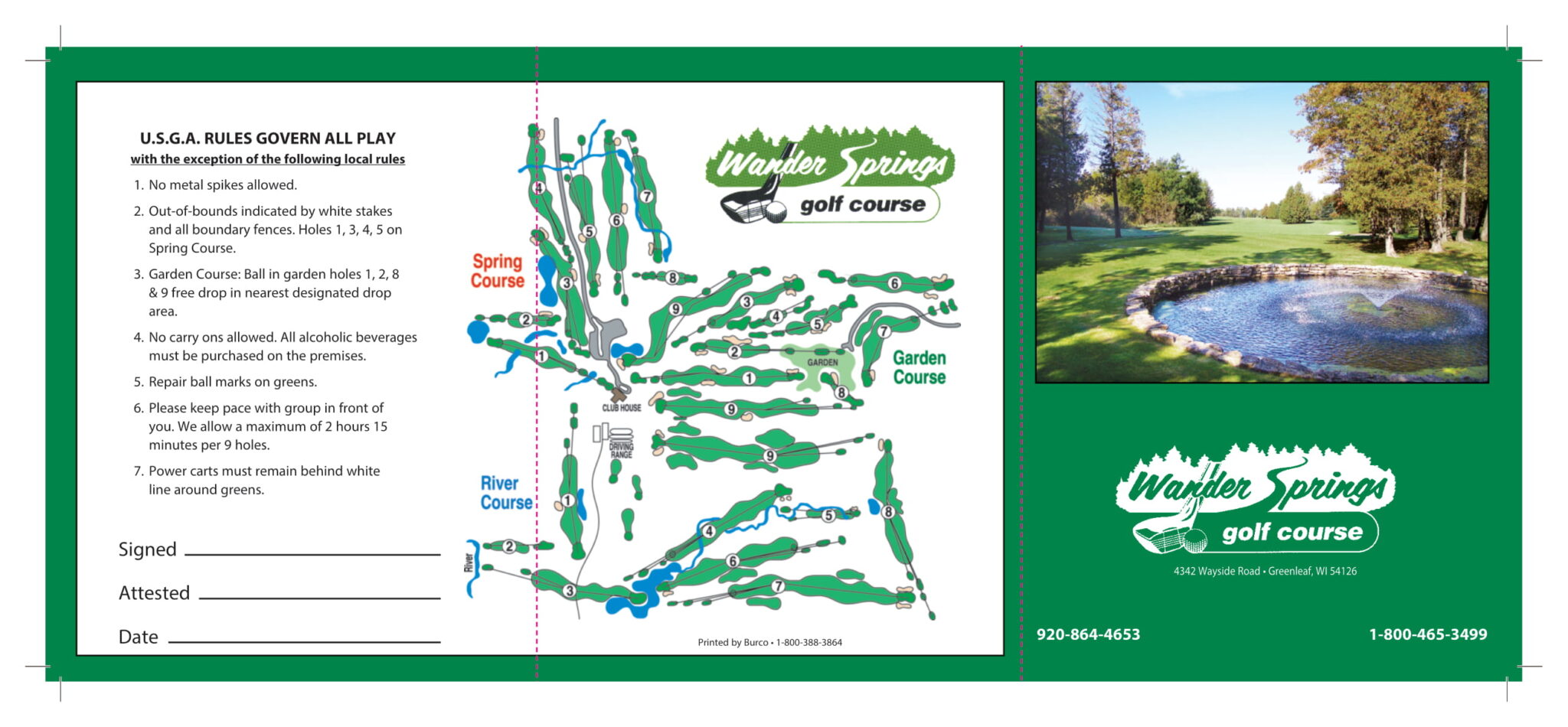 Course Layout - Wander Springs